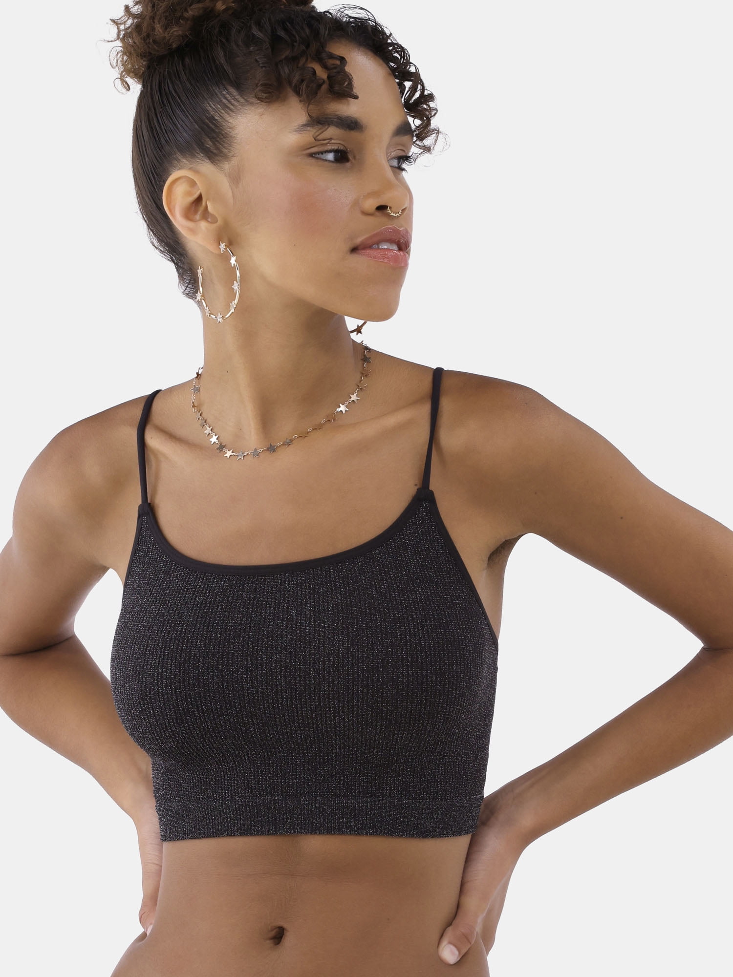 No Boundaries Women's Shimmer Strappy Cami Bralette, Sizes XS-3XL ...