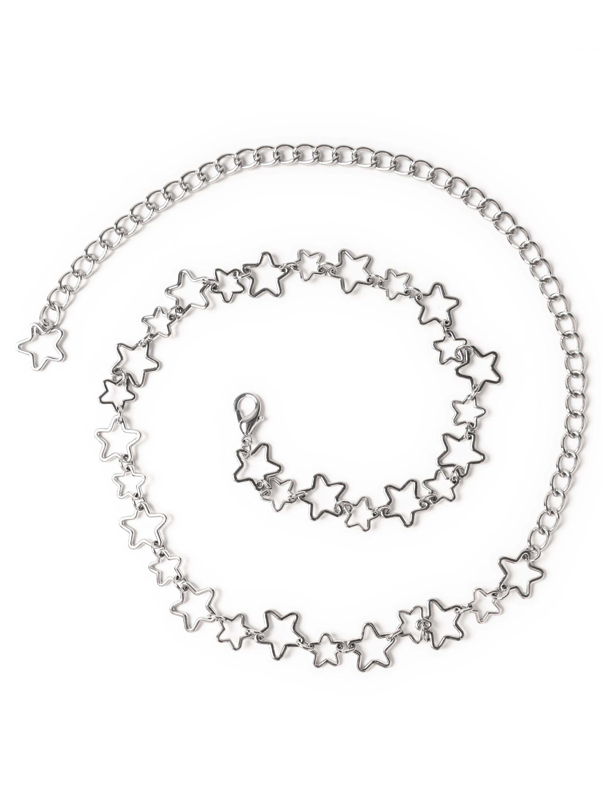 No Boundaries Women's Star Chain Belt, Silver Tone, Adjustable Fit ...