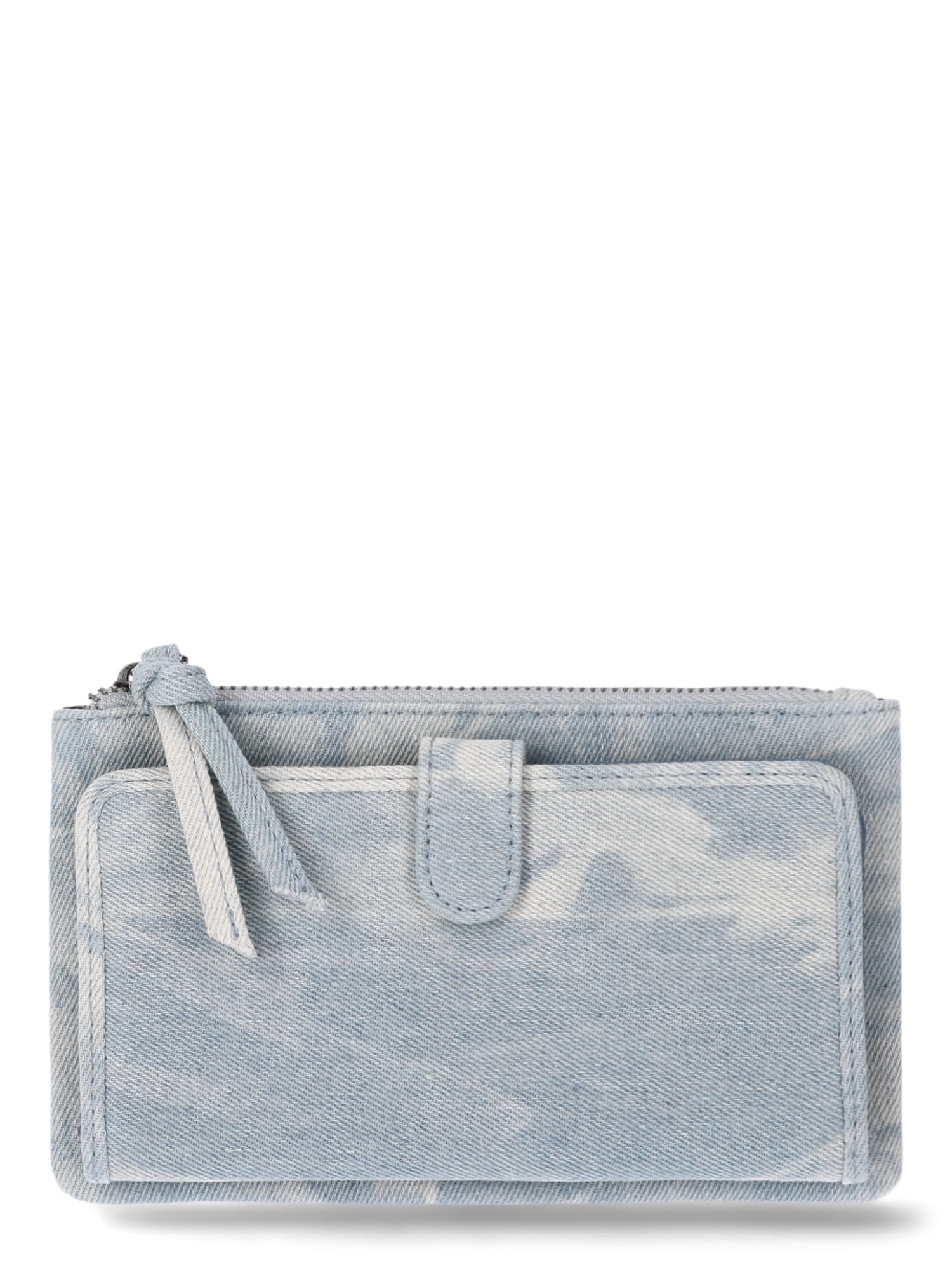 No Boundaries Women's Blue Tab Wallet with Zipper Coin Pocket and Card ...