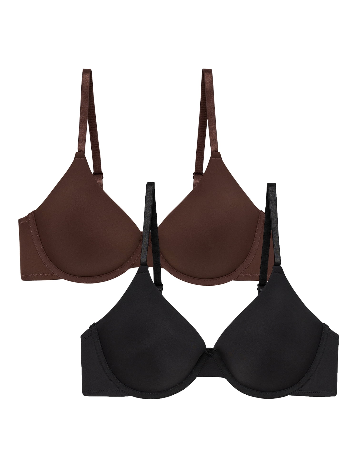 No Boundaries Women's Tailored Lightly Lined Underwire T-Shirt Bra, 2 ...