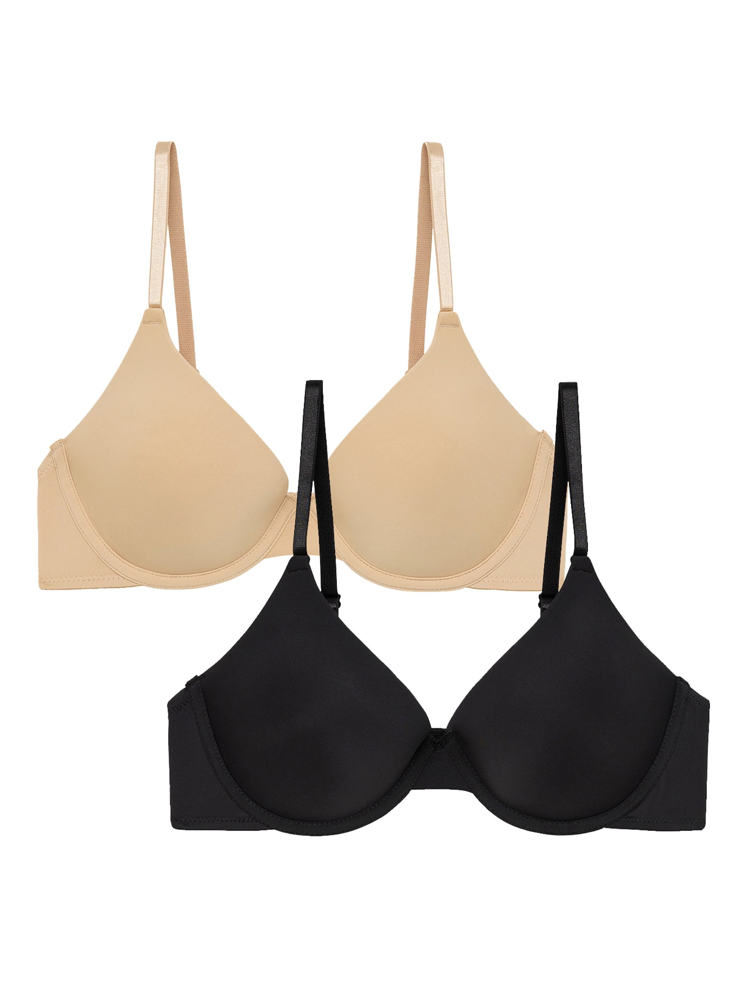 No Boundaries Women's Tailored Lightly Lined Underwire T-Shirt Bra, 2 ...