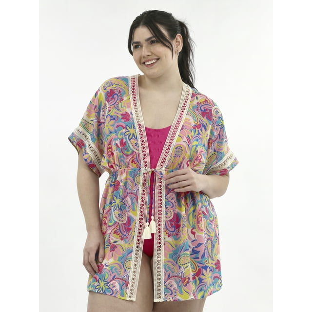 No Boundaries Women's Tie Front Duster Coverup, Sizes XXS-XXL - Walmart.com
