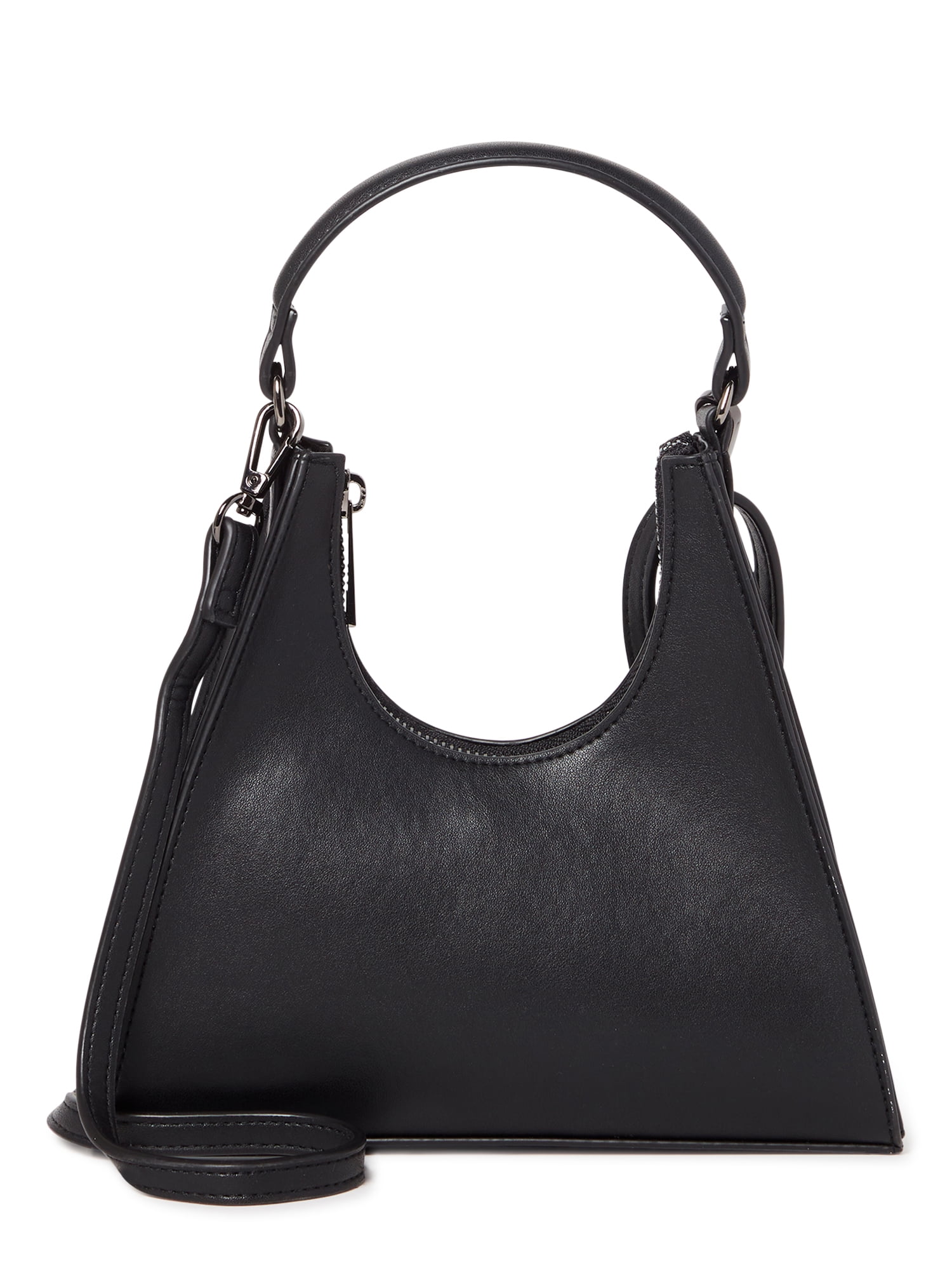 No Boundaries Women's Trapezoid Mini Crossbody Handbag Black - Walmart.com