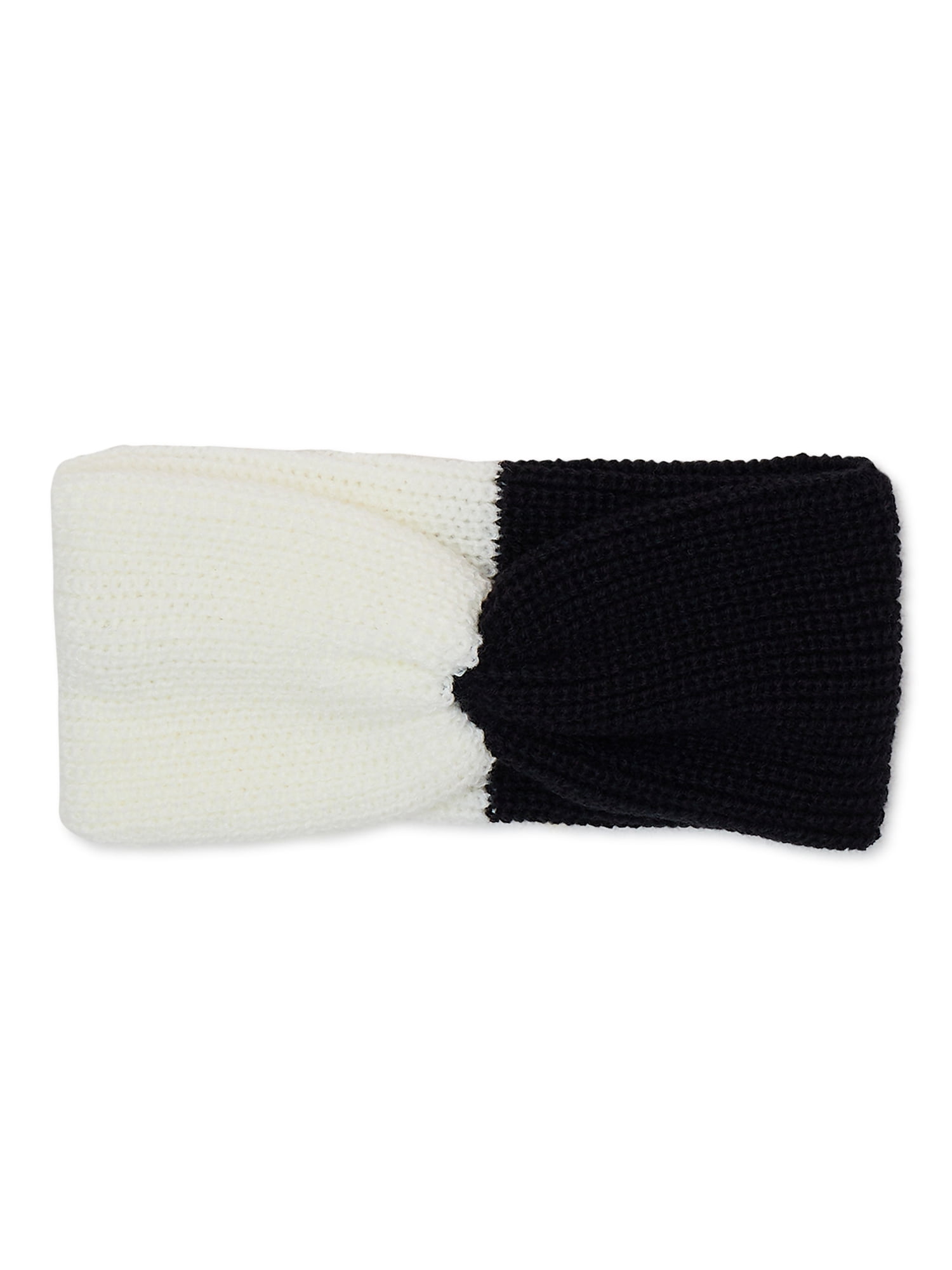 No Boundaries Women's Versatile Two-Tone Knit Headband Black Soot White ...
