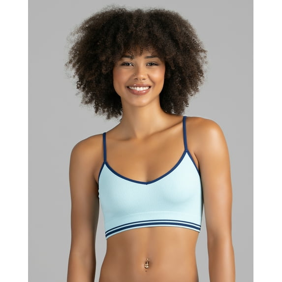No Boundaries Women's Reversible Seamless Bralette XS-3XL, Soft Ribbed Fabric, Light Support ...