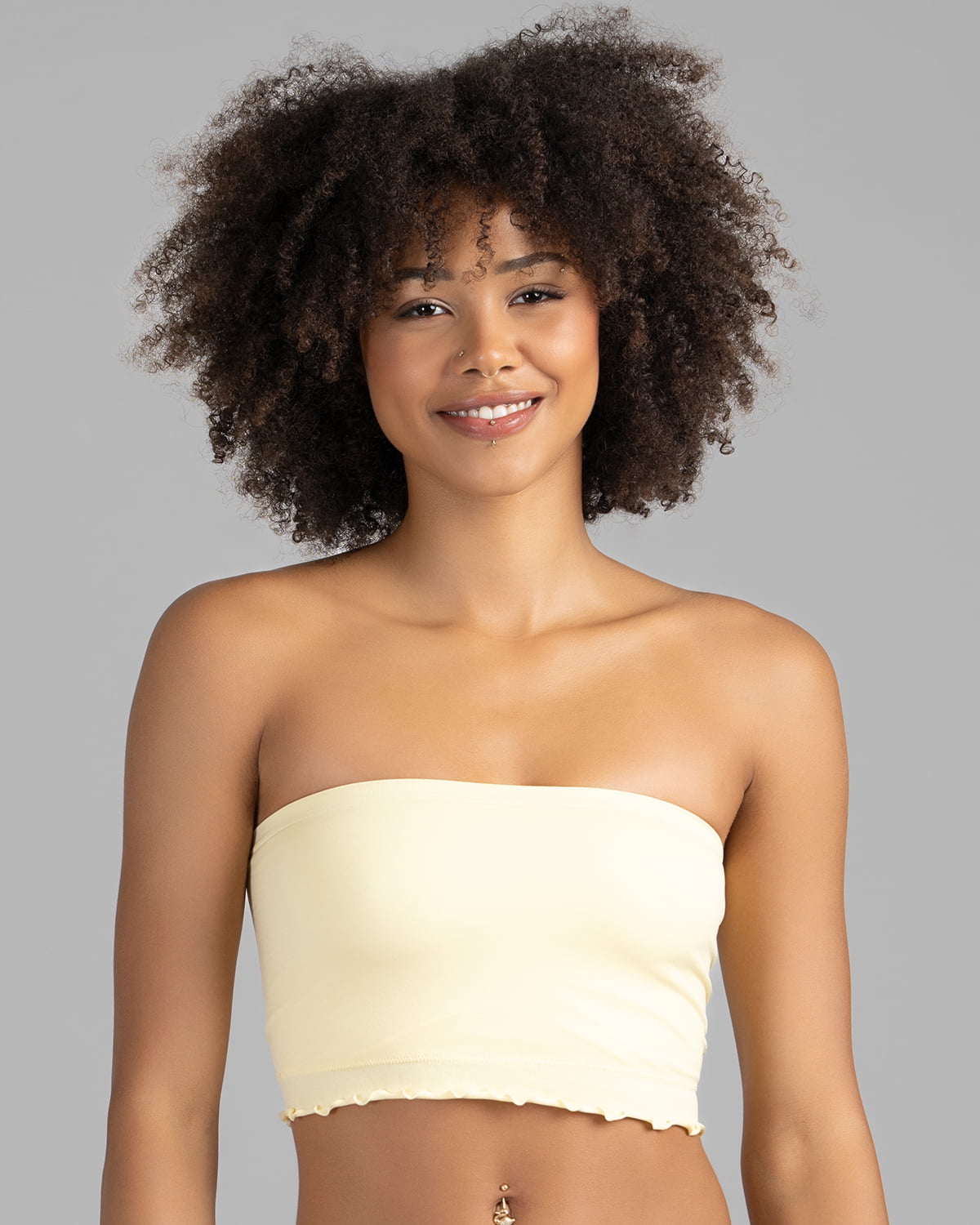 No Boundaries Seamless Ruffle Bandeau Women's Strapless Seamless Bra XS ...