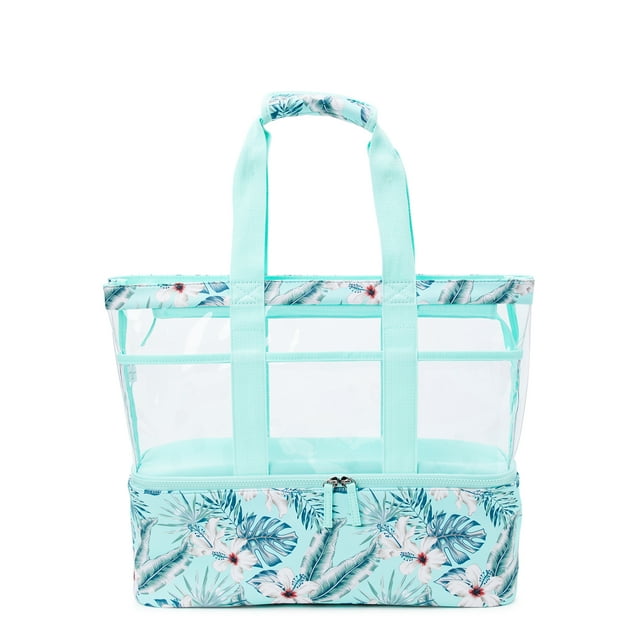 No Boundaries Women’s Zip Bottom Beach Tote Handbag, Agua Verde ...