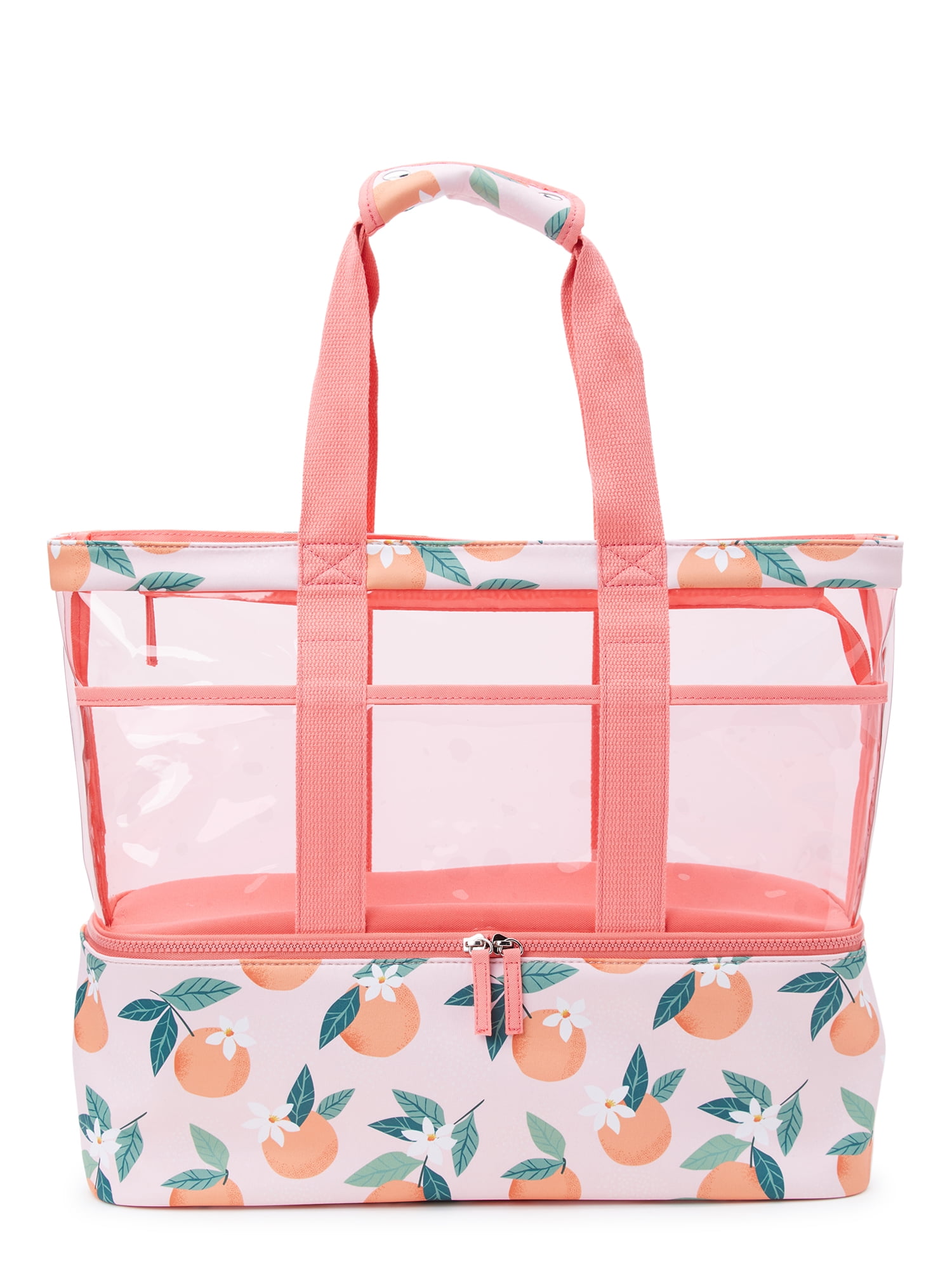 No Boundaries Women’s Zip Bottom Beach Tote Handbag, Peach Whisper ...