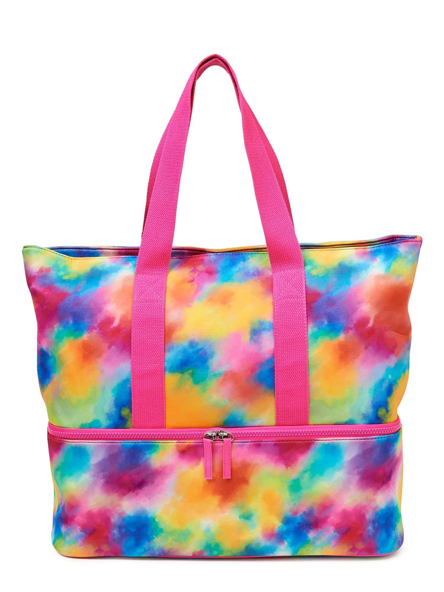No Boundaries Women’s Zip Bottom Beach Tote Handbag, Tie Dye - Walmart.com
