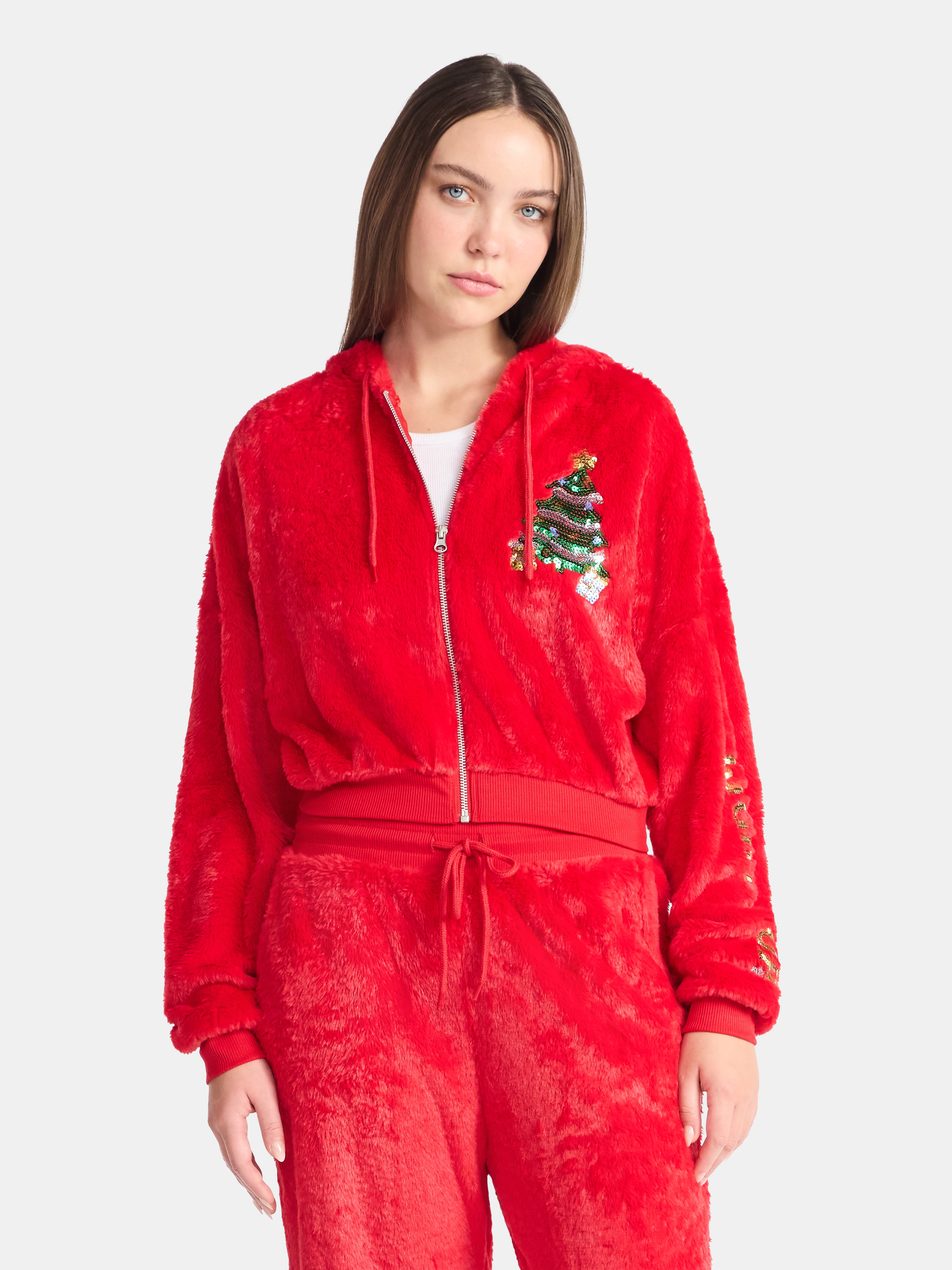 No Boundaries Christmas Plush Jacket, Women's & Women's Plus - Walmart.com