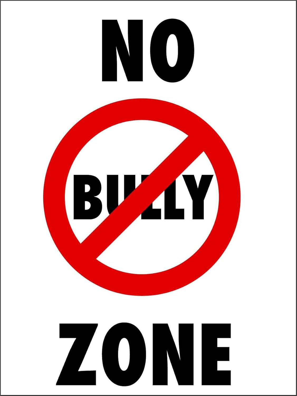 No Bully Zone Sign Prohibition Signs 8 X 12 Inch Metal Tin Sign Warning ...