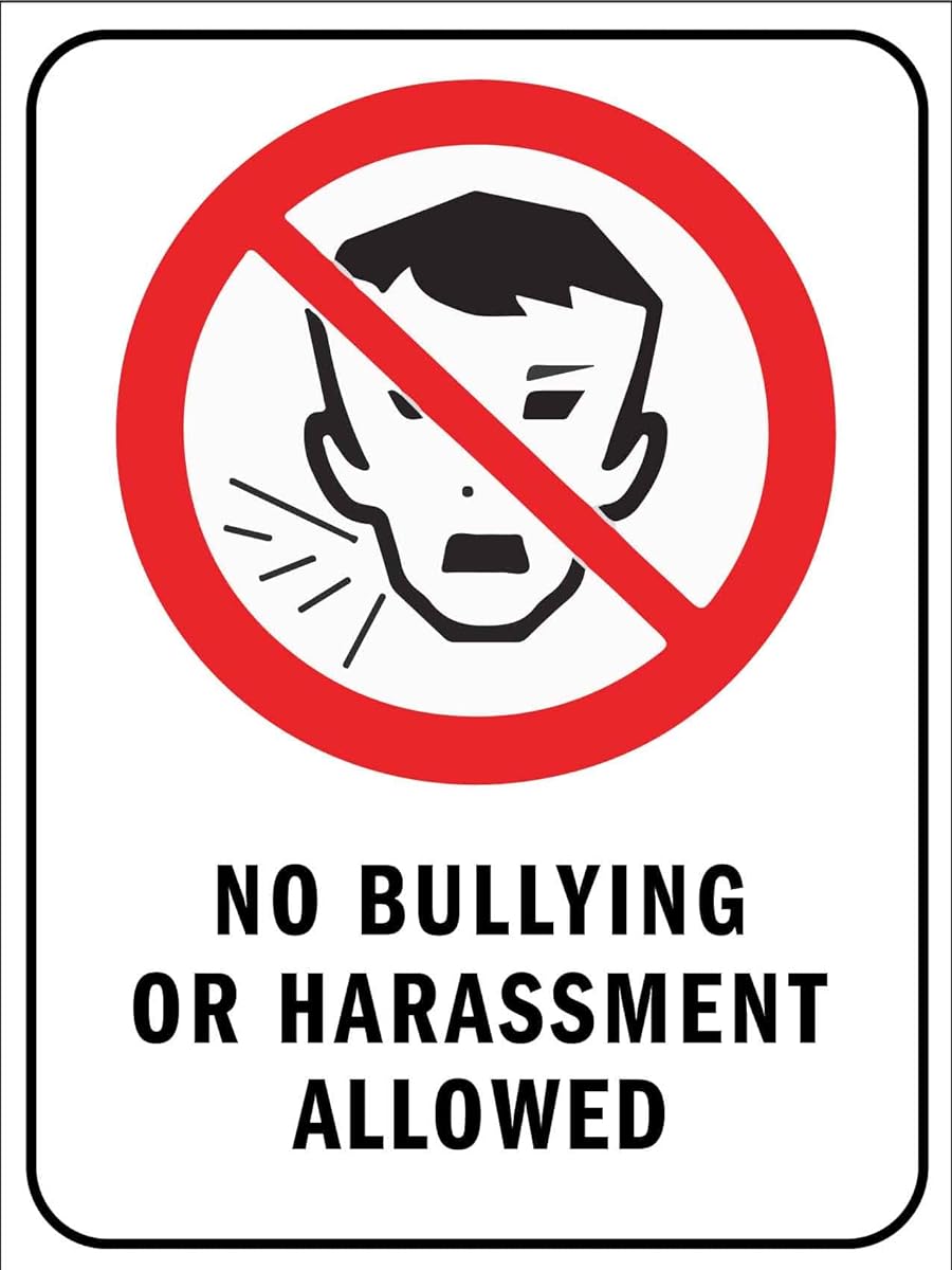No Bullying Or Harassment Allowed 2 Sign Metal Tin Sign 8X12 Inches ...