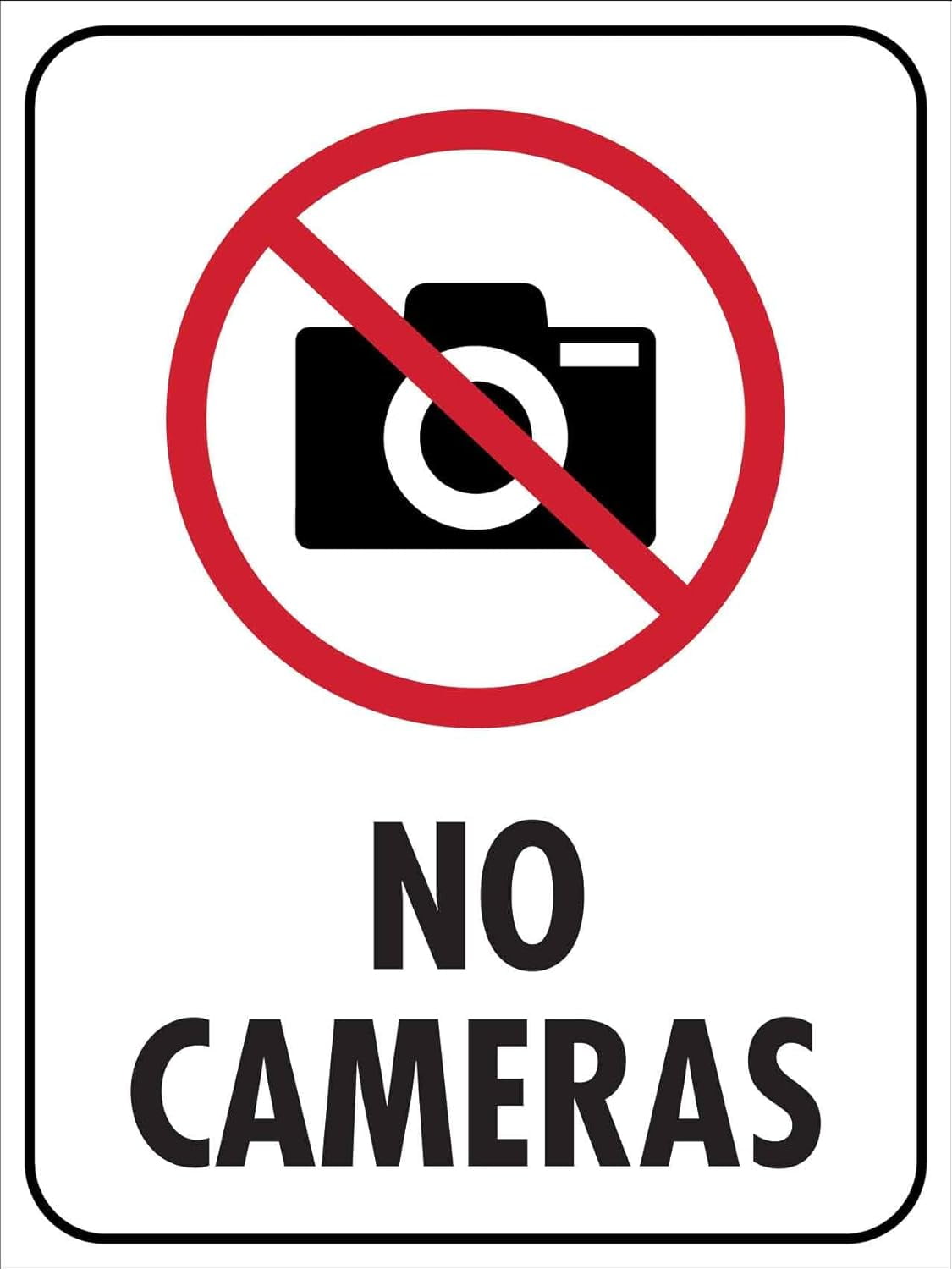 No Cameras Sign Prohibition Signs 12 X 16 Inch Metal Tin Sign Warning ...
