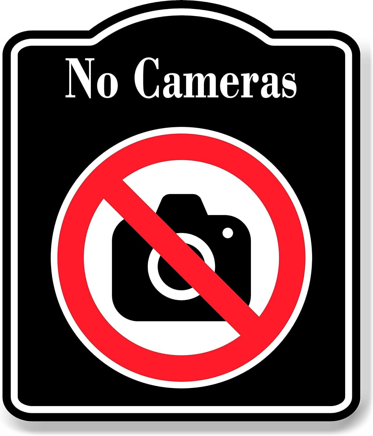 No Cameras Symbol Prohibition BLACK Aluminum Composite Sign, 15"x18 ...