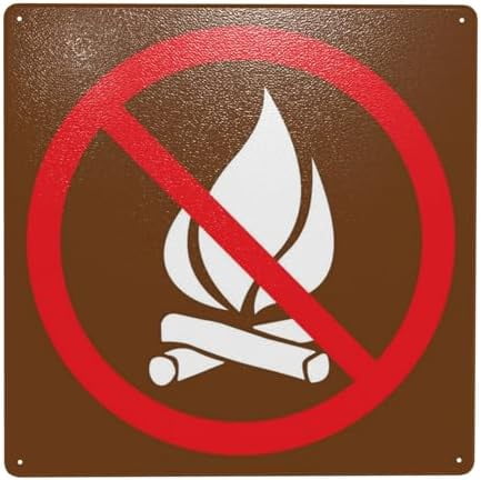 No Campfire Symbol Warning Sign, Rules Security Metal Signs for Outdoor ...