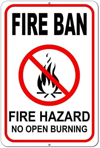 No Campfires Sign - 8x12 Fire Ban No Open Burning Fire Hazard Sign ...