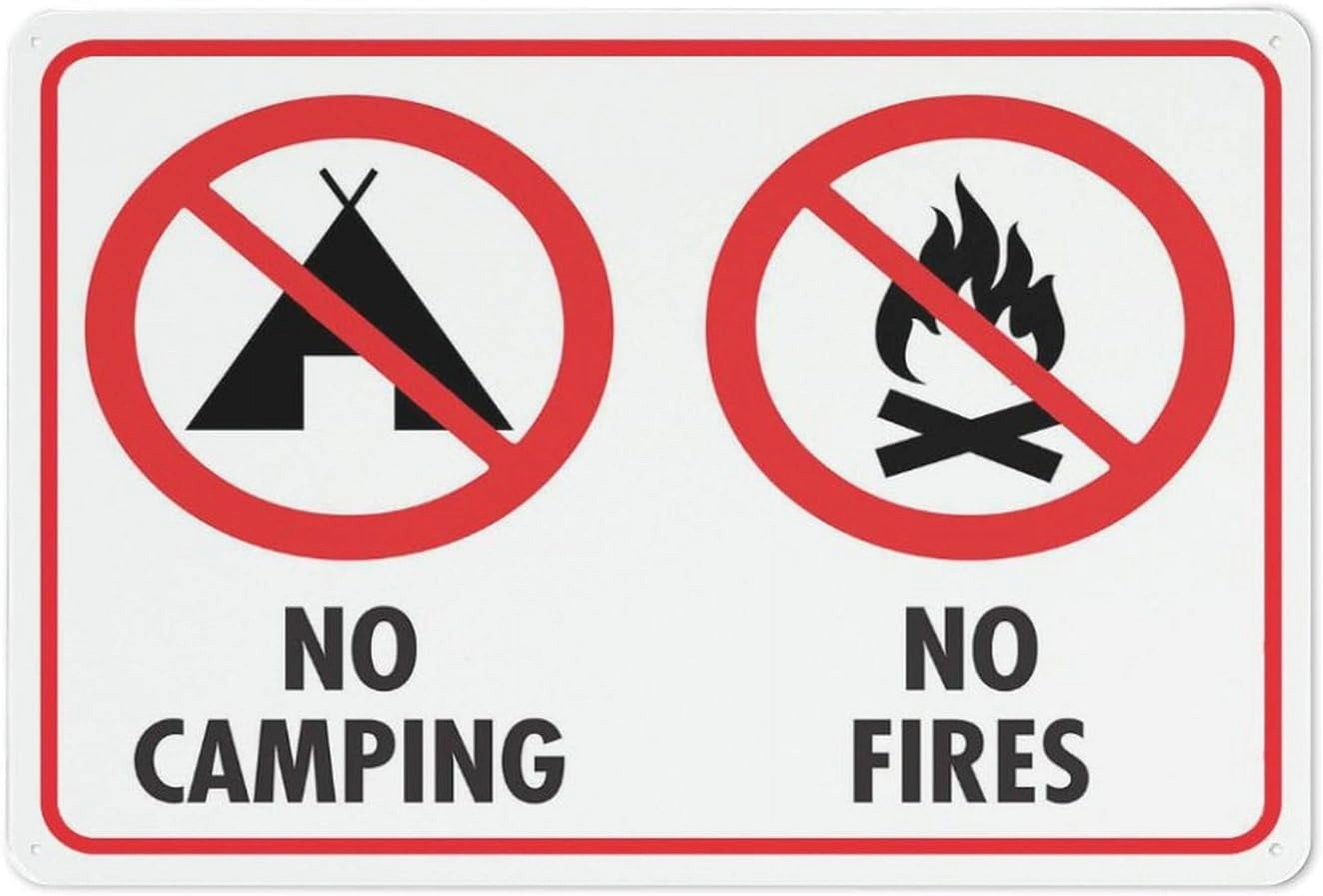 No Camping No Fires Sign Metal Signs 12X8 Inch Rust Free Aluminum,Uv ...