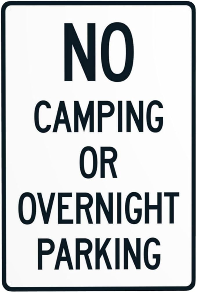 No Camping Or Overnight Parking Sign Rules Warning Caution Safety Signs ...