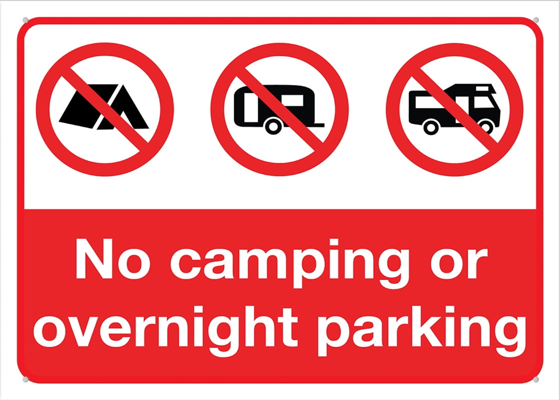 No Camping Or Overnight Parking Sign Signs Outdoor, Uv Printed Aluminum ...