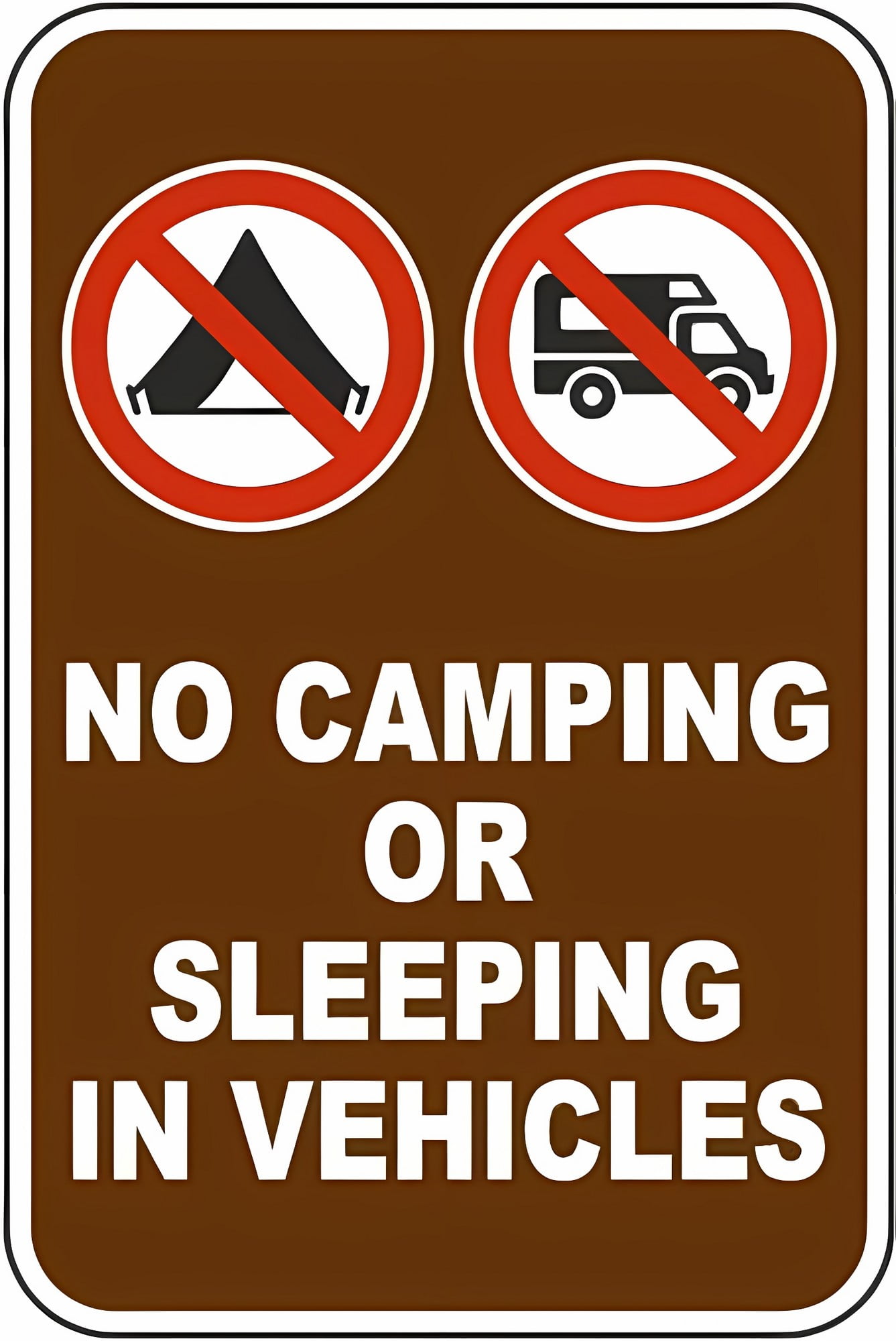 No Camping Or Sleeping in Vehicles Sign - 8"x12" Property Security ...