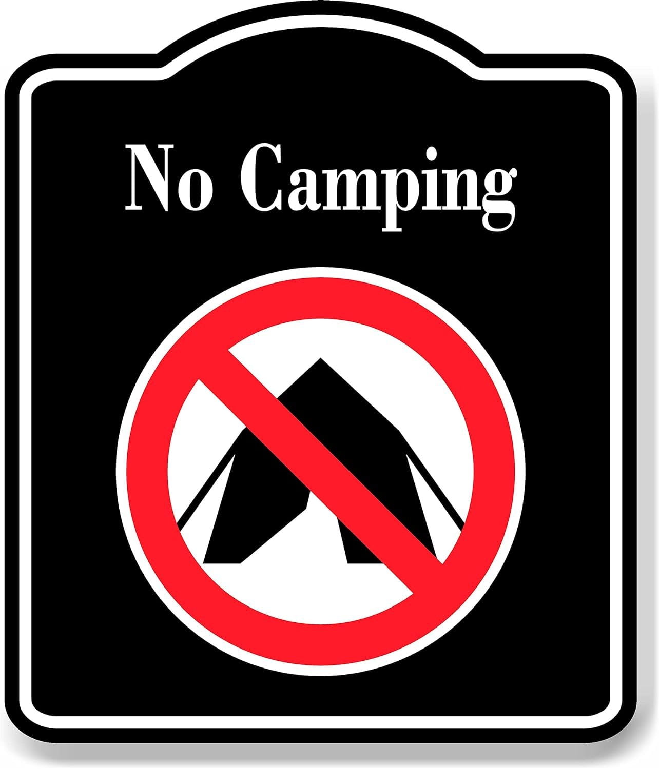 No Camping Symbol BLACK Aluminum Composite Sign, 15"x18" - Walmart.com