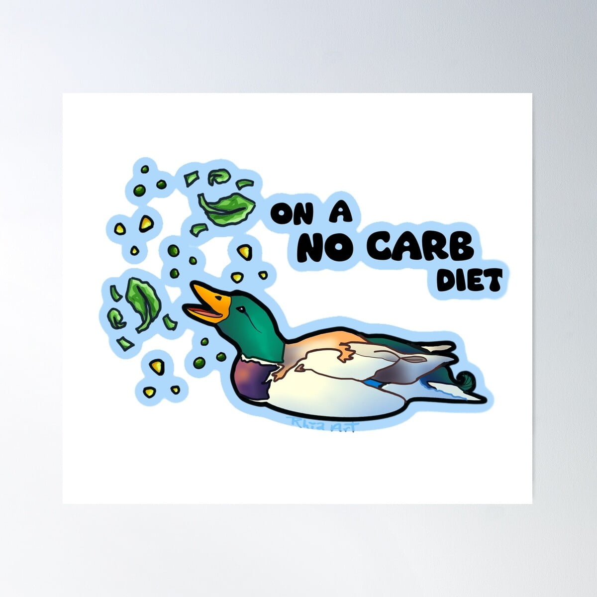 No Carb Ducky Poster Wall Art, Modern Wall Decor For Living Room ...