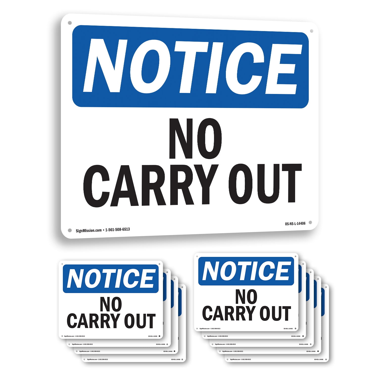 No Carry Out OSHA Notice Aluminum Sign 24 Inch x 18 Inch - 10 Pack ...