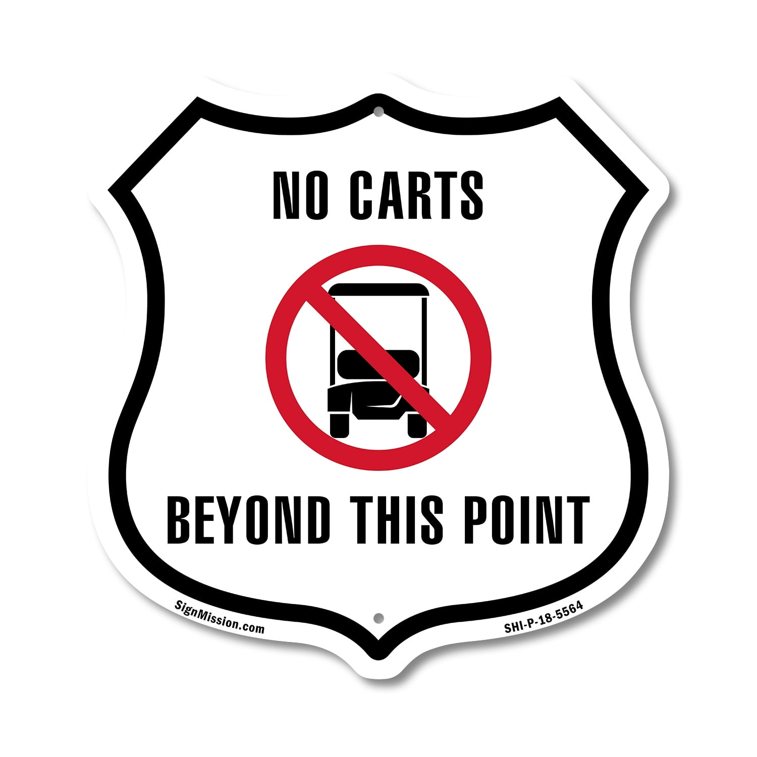 No Carts Beyond This Point (2 Pack) 18 inch X 18 inch Shield Shaped ...