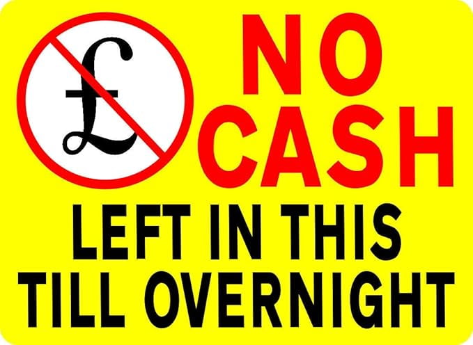 No Cash Left in This Till Overnight Metal Sign Shop Store Club Warning ...