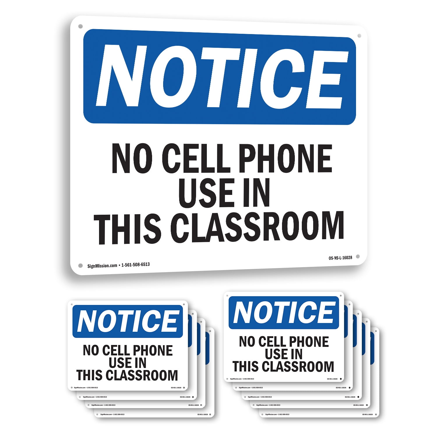 No Cell Phone Use In This Classroom OSHA Notice Rigid Plastic Sign 10 ...