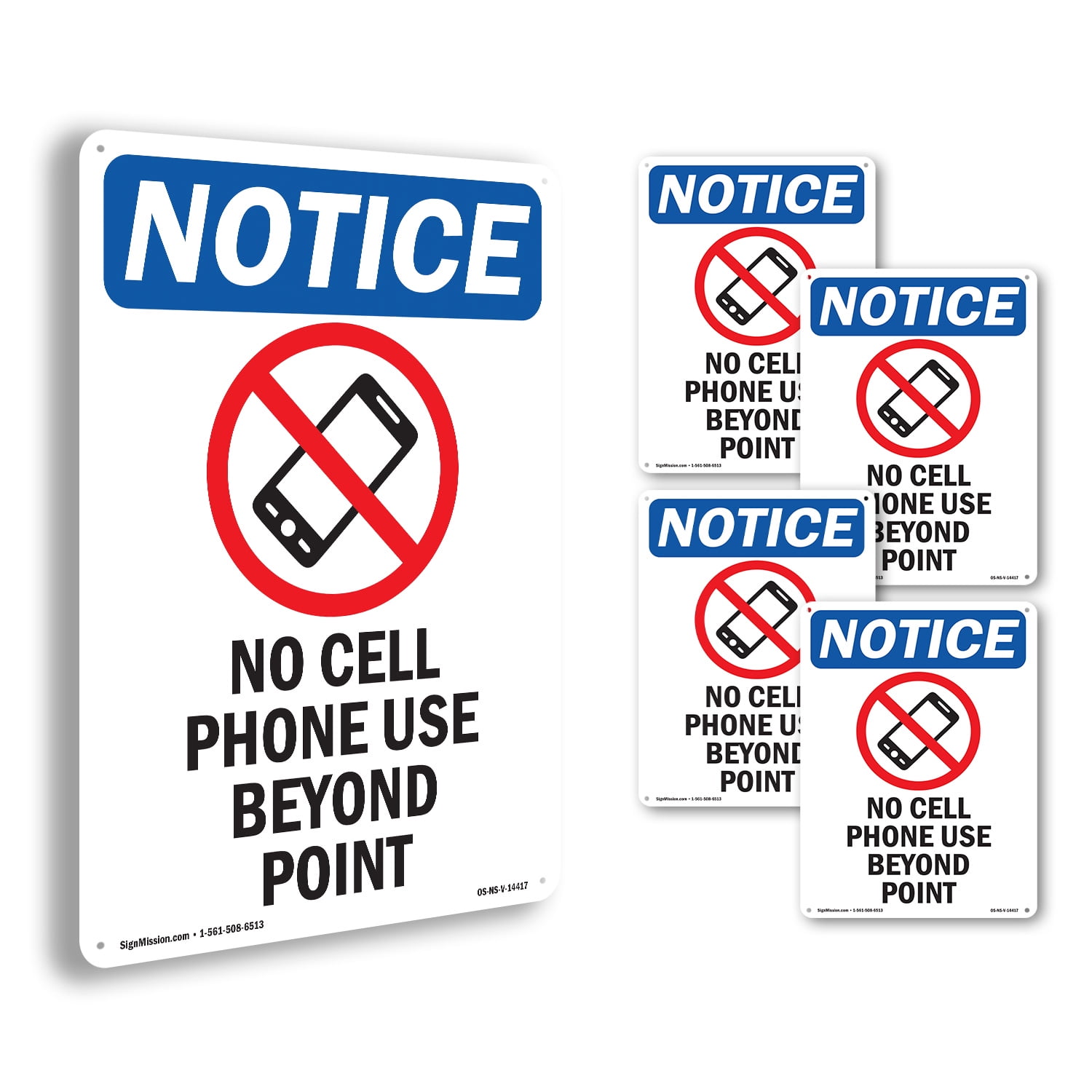No Cell Phone Use OSHA Notice Aluminum Sign 24 Inch x 18 Inch - 5 Pack ...