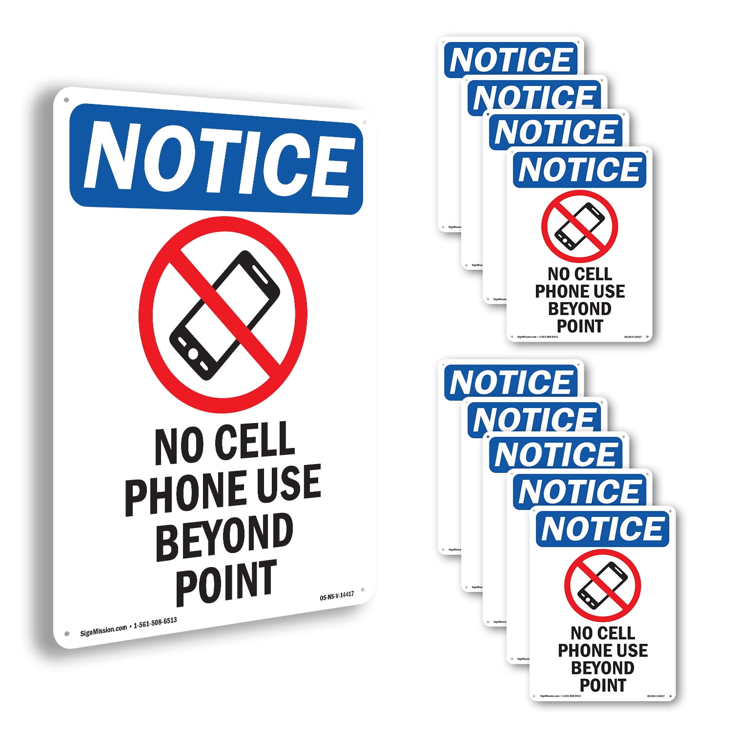 No Cell Phone Use OSHA Notice Rigid Plastic Sign 14 Inch x 10 Inch - 10 ...
