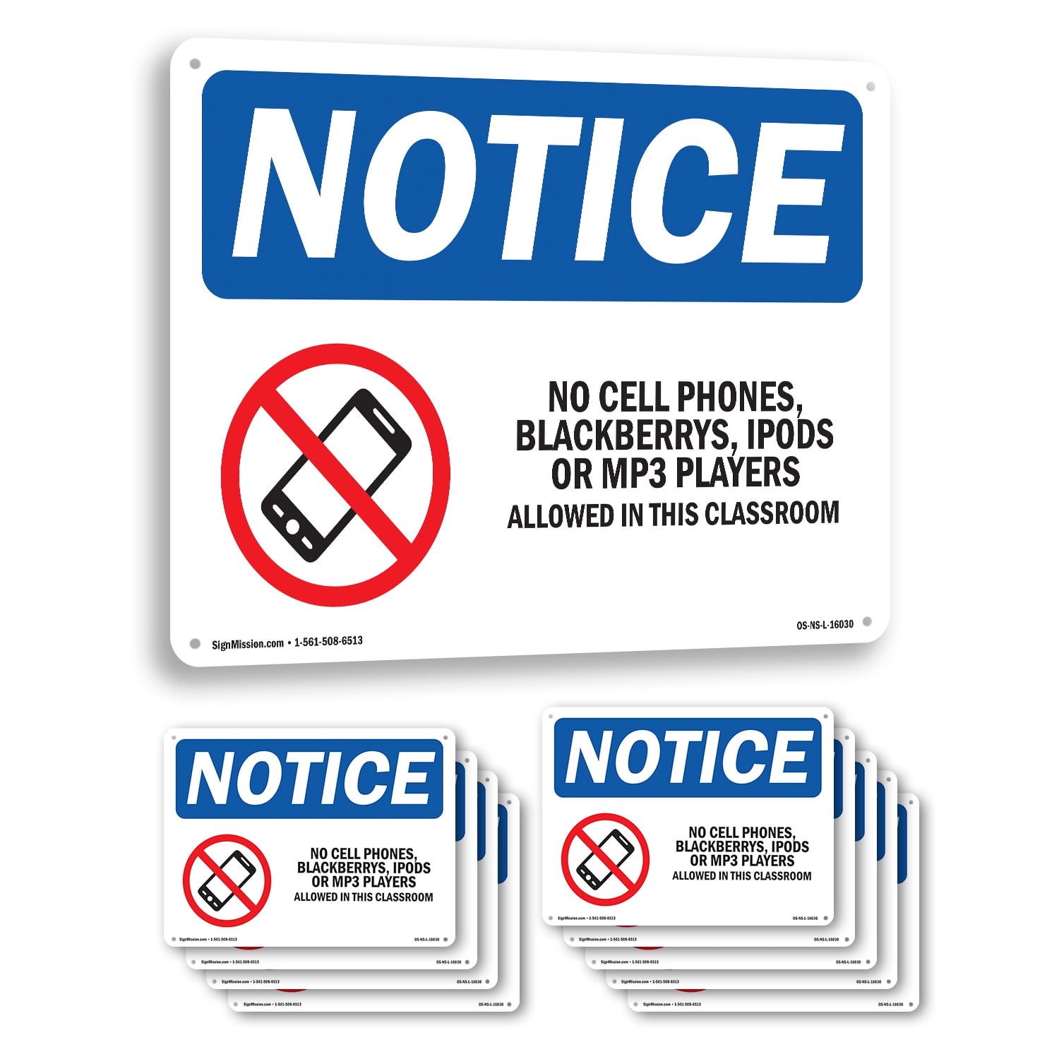 No Cell Phones Allowed In This Classroom OSHA Notice Aluminum Sign 10 ...
