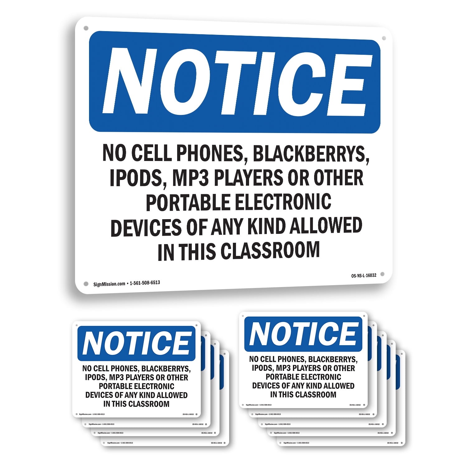 No Cell Phones Allowed In This Classroom OSHA Notice Aluminum Sign 14 ...