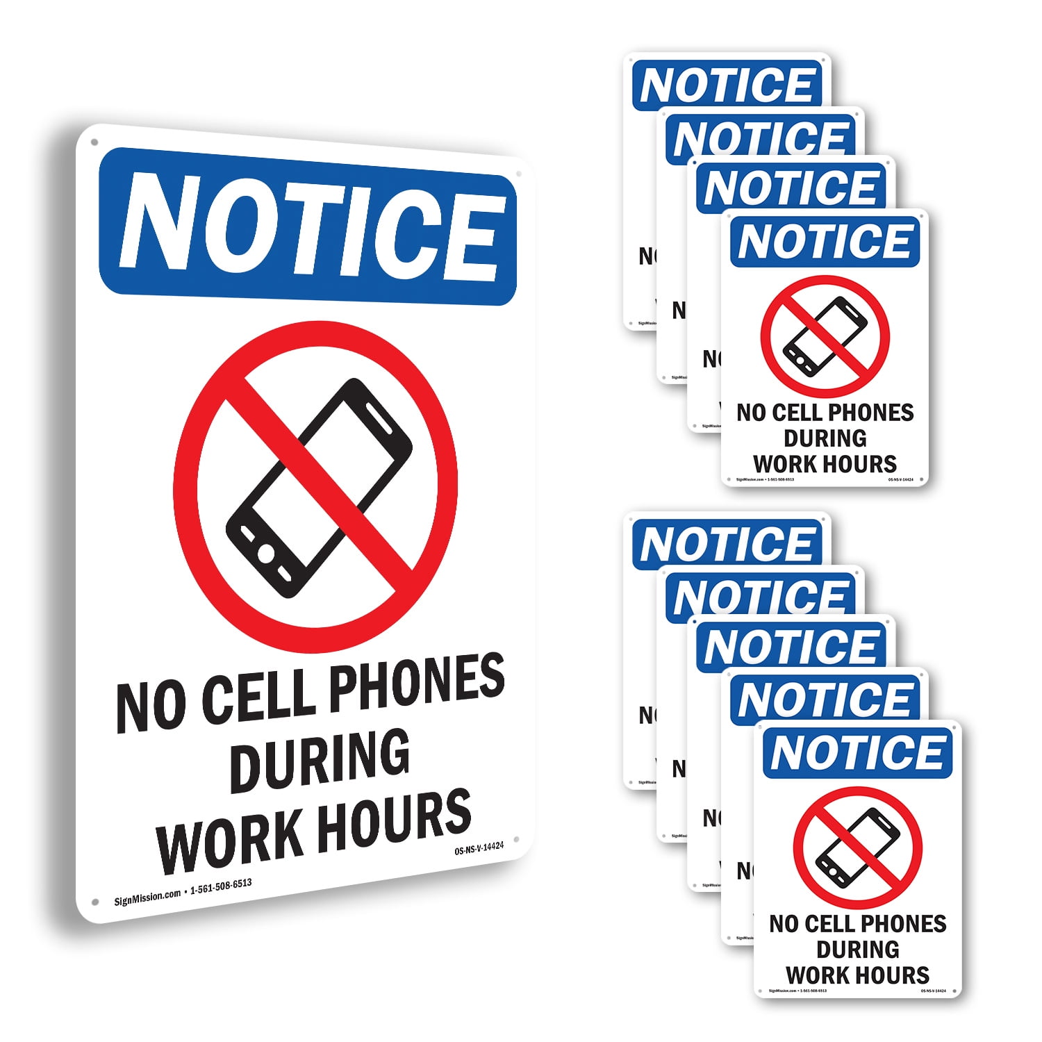 No Cell Phones During OSHA Notice Rigid Plastic Sign 18 Inch x 12 Inch ...