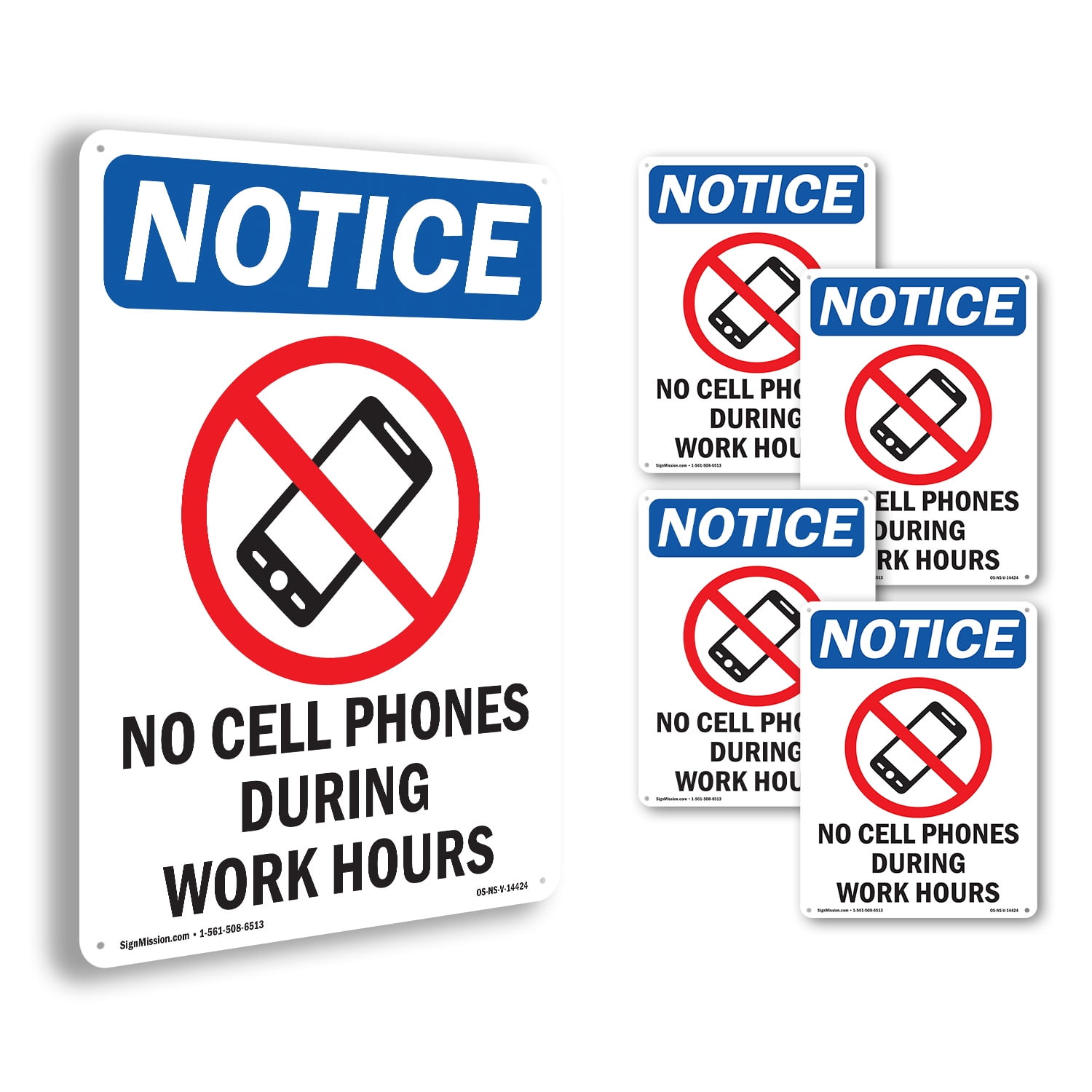No Cell Phones During OSHA Notice Rigid Plastic Sign 24 Inch x 18 Inch ...
