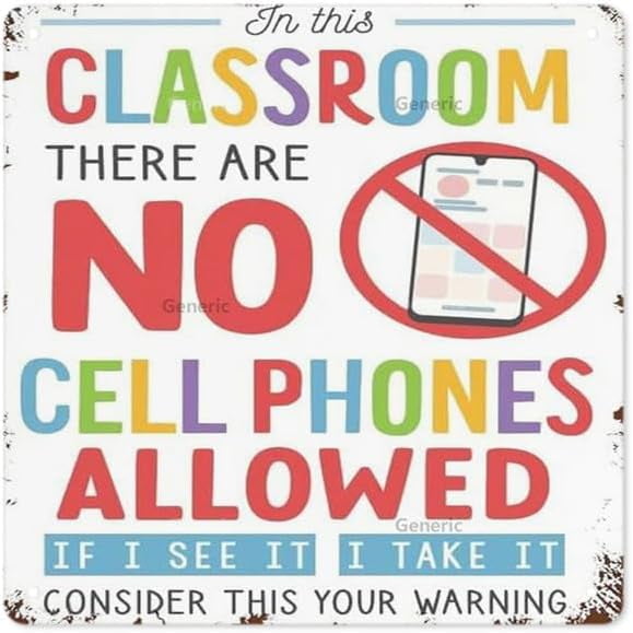 No Cellphones Allowed Sign School Classroom Decor, Classroom Management ...
