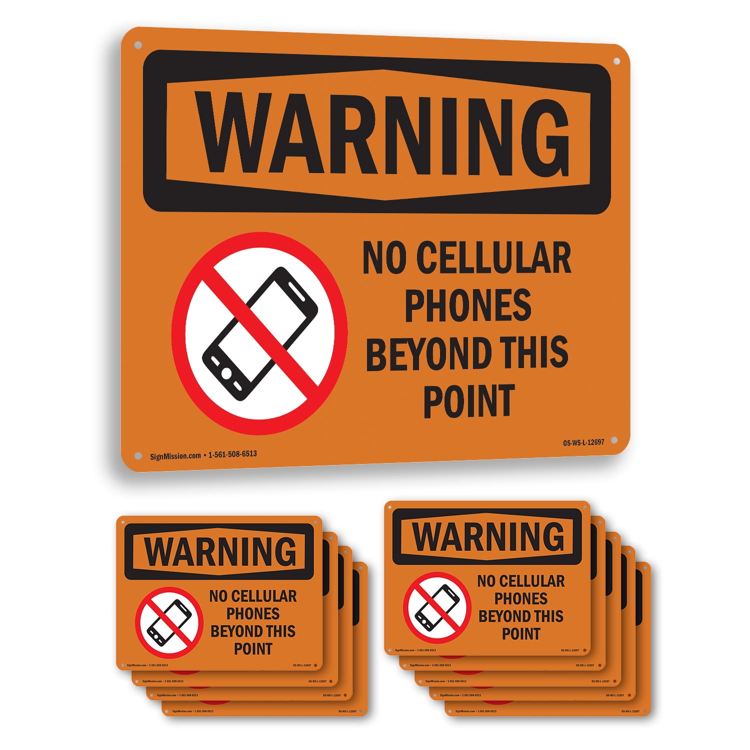 No Cellular Phones Beyond This Point OSHA WARNING Aluminum Sign 10 Inch ...