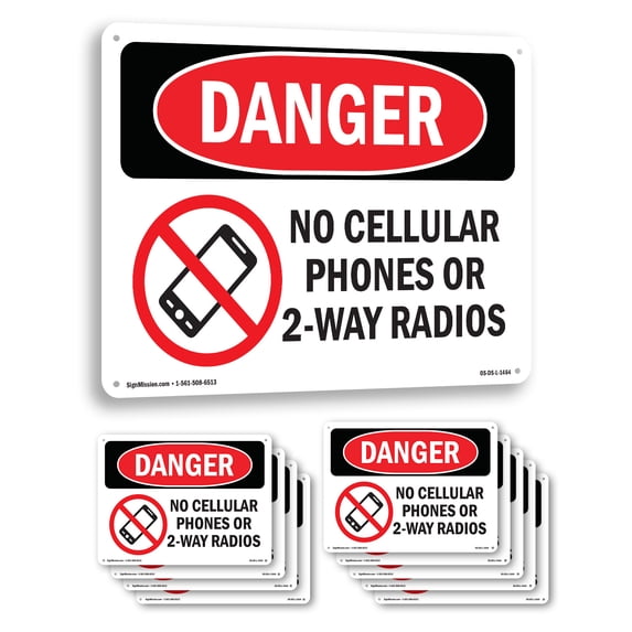 No Cellular Phones Or 2 OSHA Danger Aluminum Sign 24 Inch x 18 Inch ...