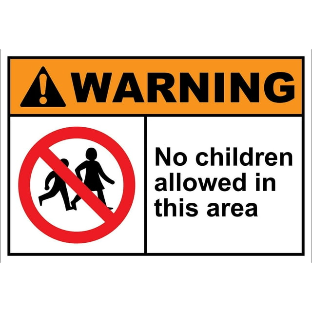 No Children Allowed in This Area Warning OSHA ANSI Label Decal Sticker ...