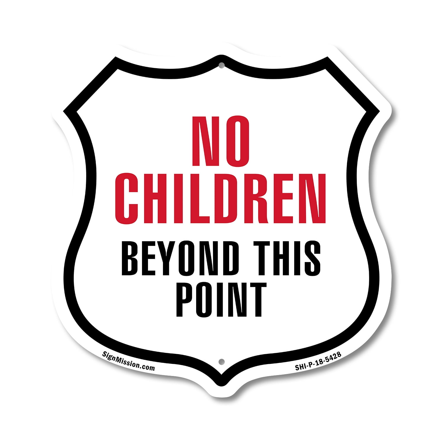 No Children Beyond This Point 12 inch X 12 inch Shield-Shaped Rust-Free ...