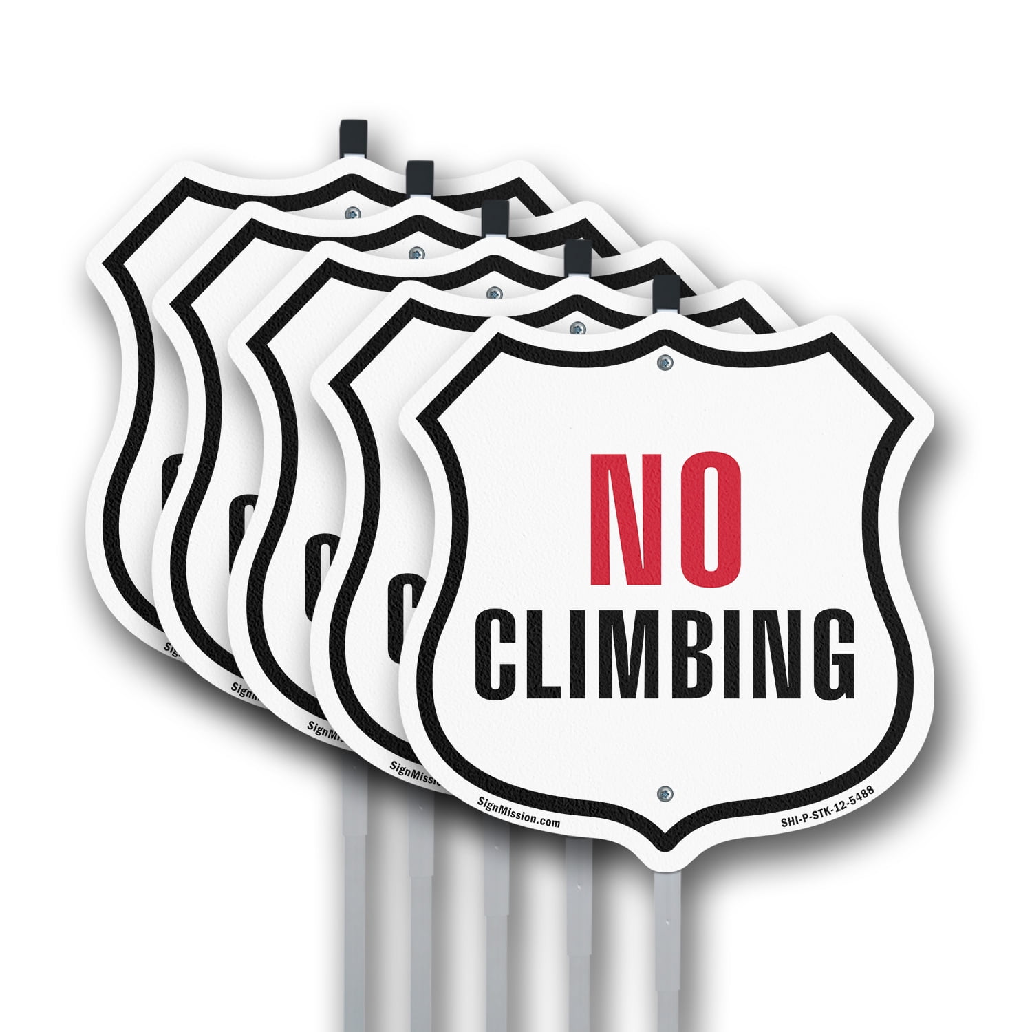 No Climbing (5 Pack) 12 inch X 12 inch Shield Shaped Rust-Free Aluminum ...