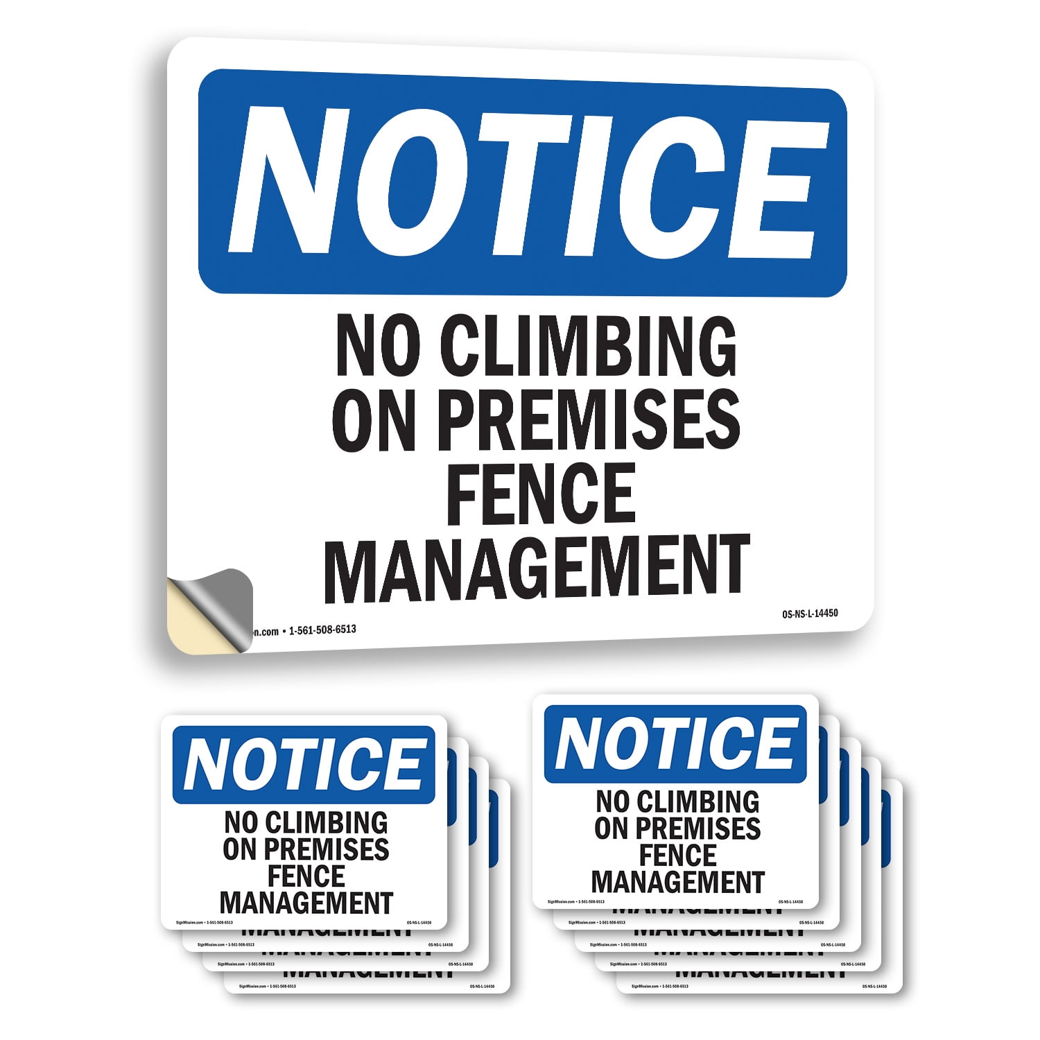 No Climbing On Premises Fence Management OSHA Notice Vinyl Decal Label ...