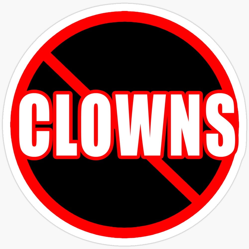 No Clowns - Coulrophobia Sticker Phone Decal Water Bottle Stickers Car ...
