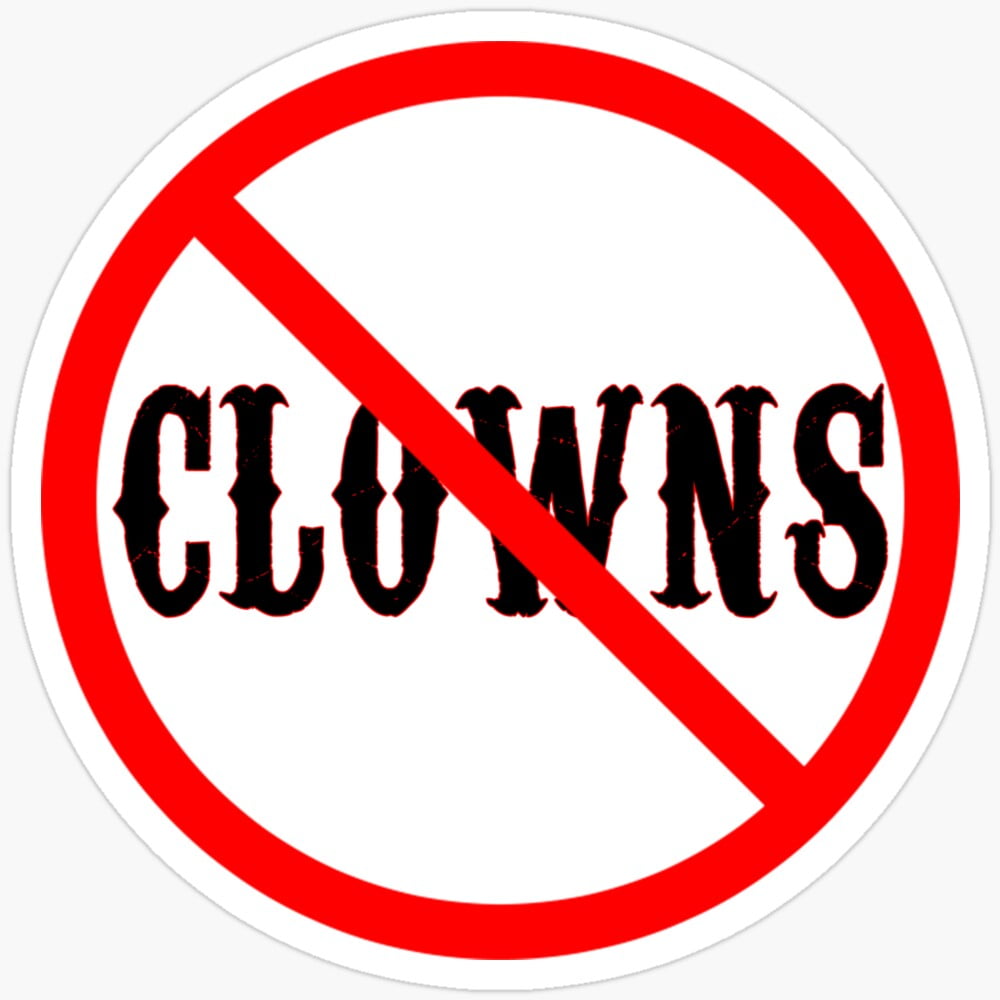 No Clowns Sticker Phone Decal Water Bottle Stickers Car Decals, Laptop ...