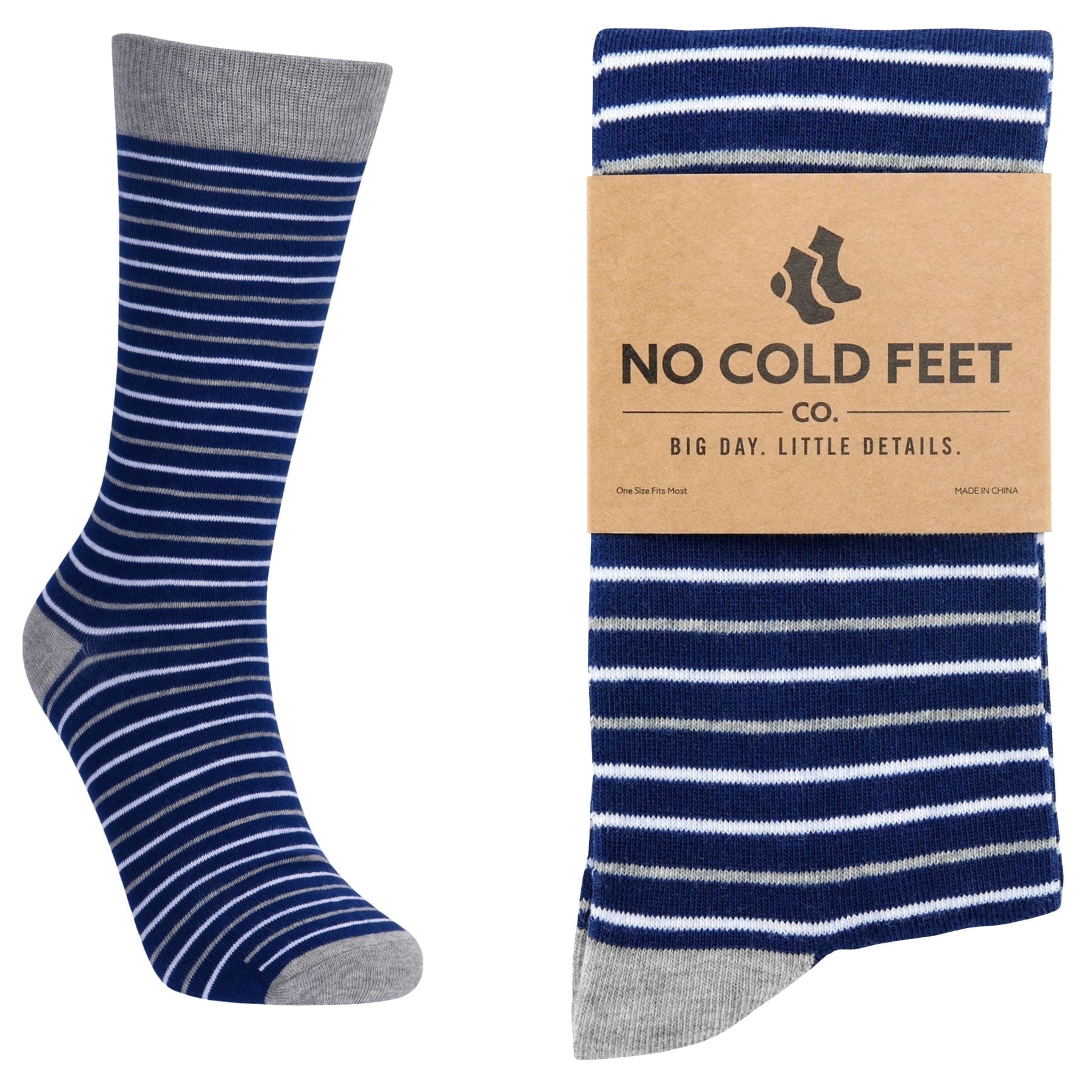 No Cold Feet Fun Colorful Novelty Dress Socks for Men, Navy, White, and ...