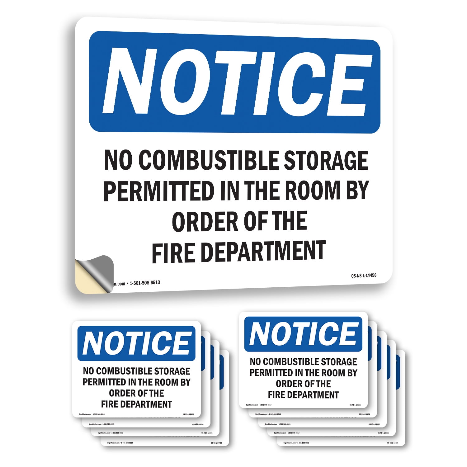 No Combustible Storage Permitted In This OSHA Notice Vinyl Decal Label ...