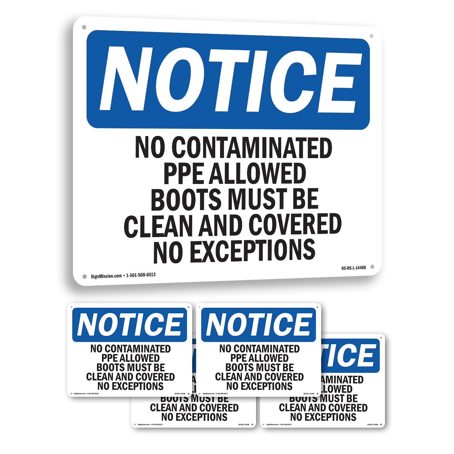 No Contaminated PPE Allowed Boots Must Be OSHA Notice Aluminum Sign 14 ...