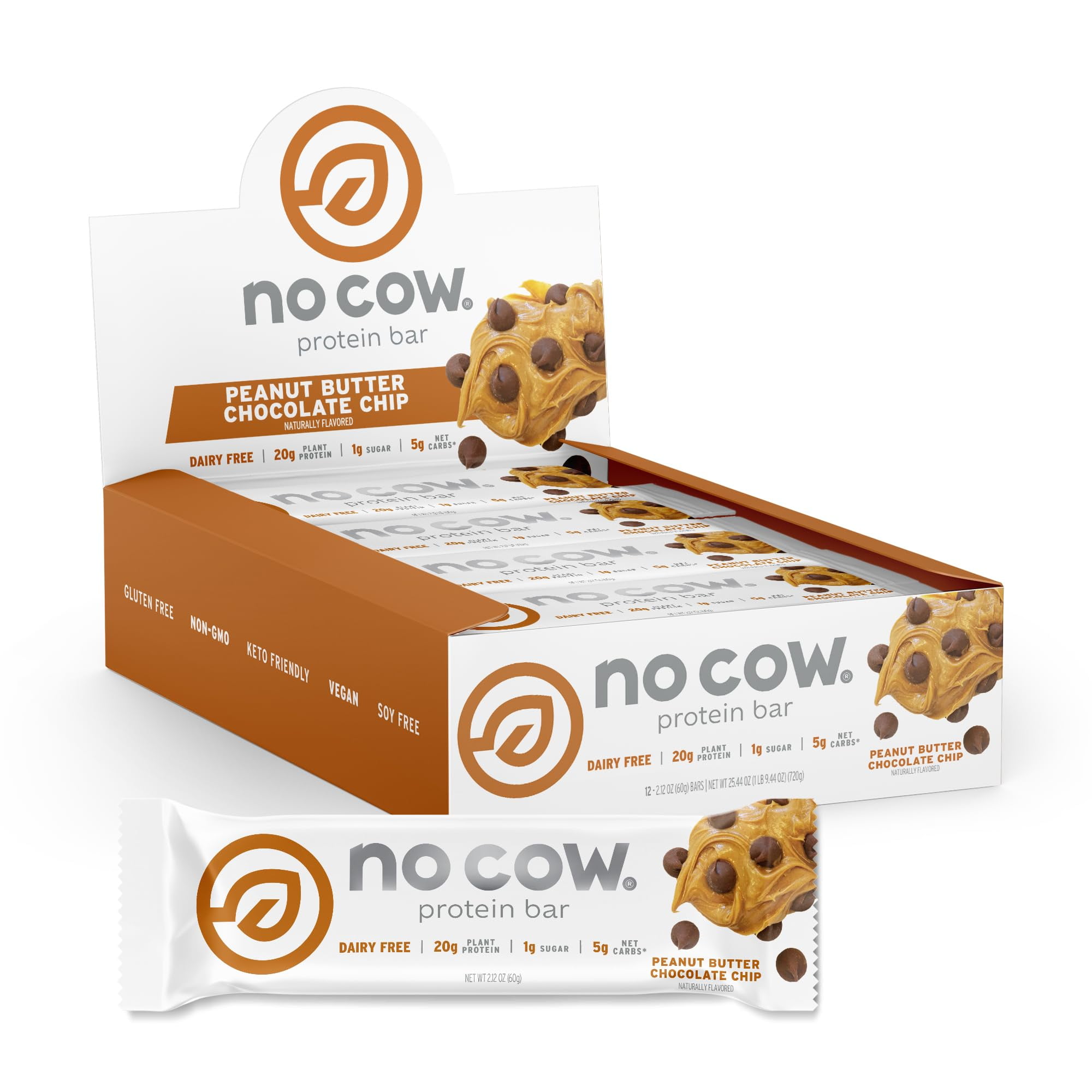 No Cow High Protein Bars, Peanut Butter KMC2Chocolate Chip - Healthy ...