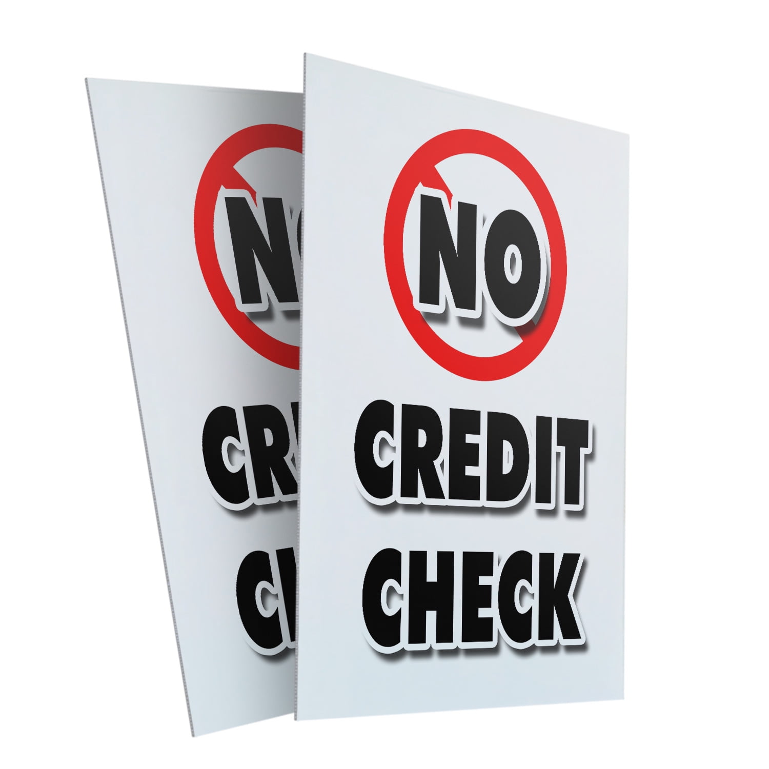 No Credit Check (2-PACK) 24" x 36" Plastic Signs | Sign Insert 4mm ...